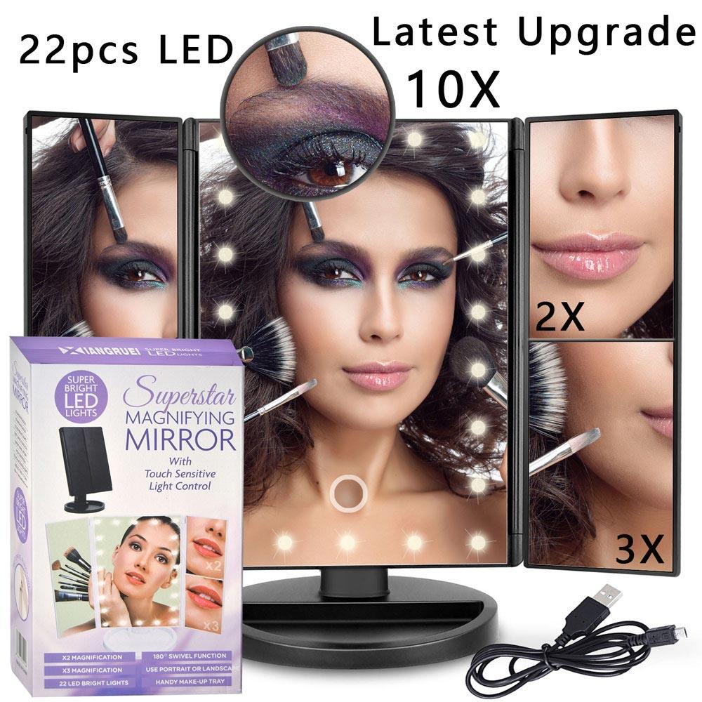 LED Light Makeup Mirror Lamp 10X Magnifier Battery Vanity Magnifying ...