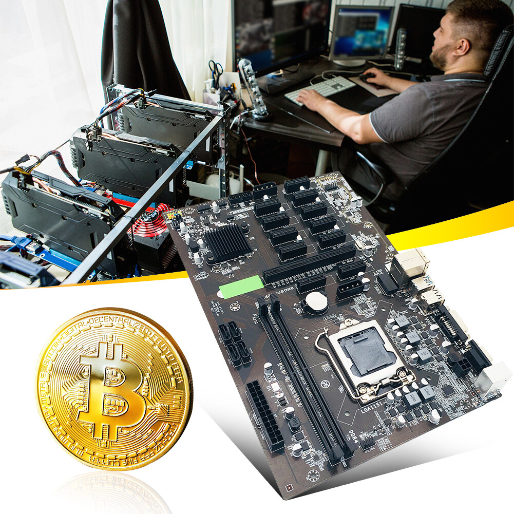 Professional B250 BTC Mining เมนบอร์ด12X PCIE การ์ดจอ DDR4 DIMM SATA ...