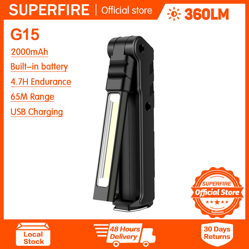 SUPERFIRE Flashlight G15/G15-S Portable Light 360lumens/380lumens COB Work Light Outdoor Camping ...