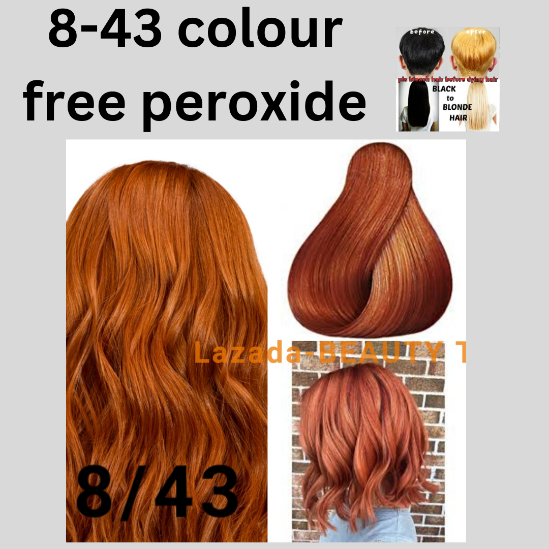 🔥ready Stok Free Peroxide100ml🔥 8 43 Light Copper Hair Dye Color Cream