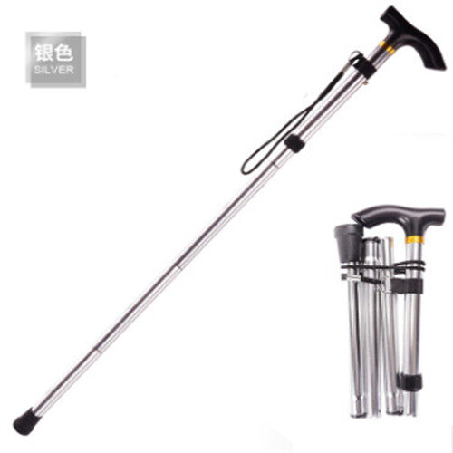 Tongkat Hiking Stick Adjustable Folding Walking Stick (Silver) | Lazada