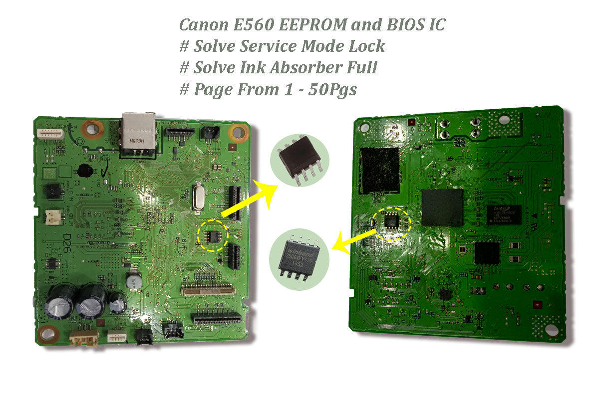 Canon E560 BIOS and EEPROM IC (Solve Service Mode Lock & Ink Absorber ...