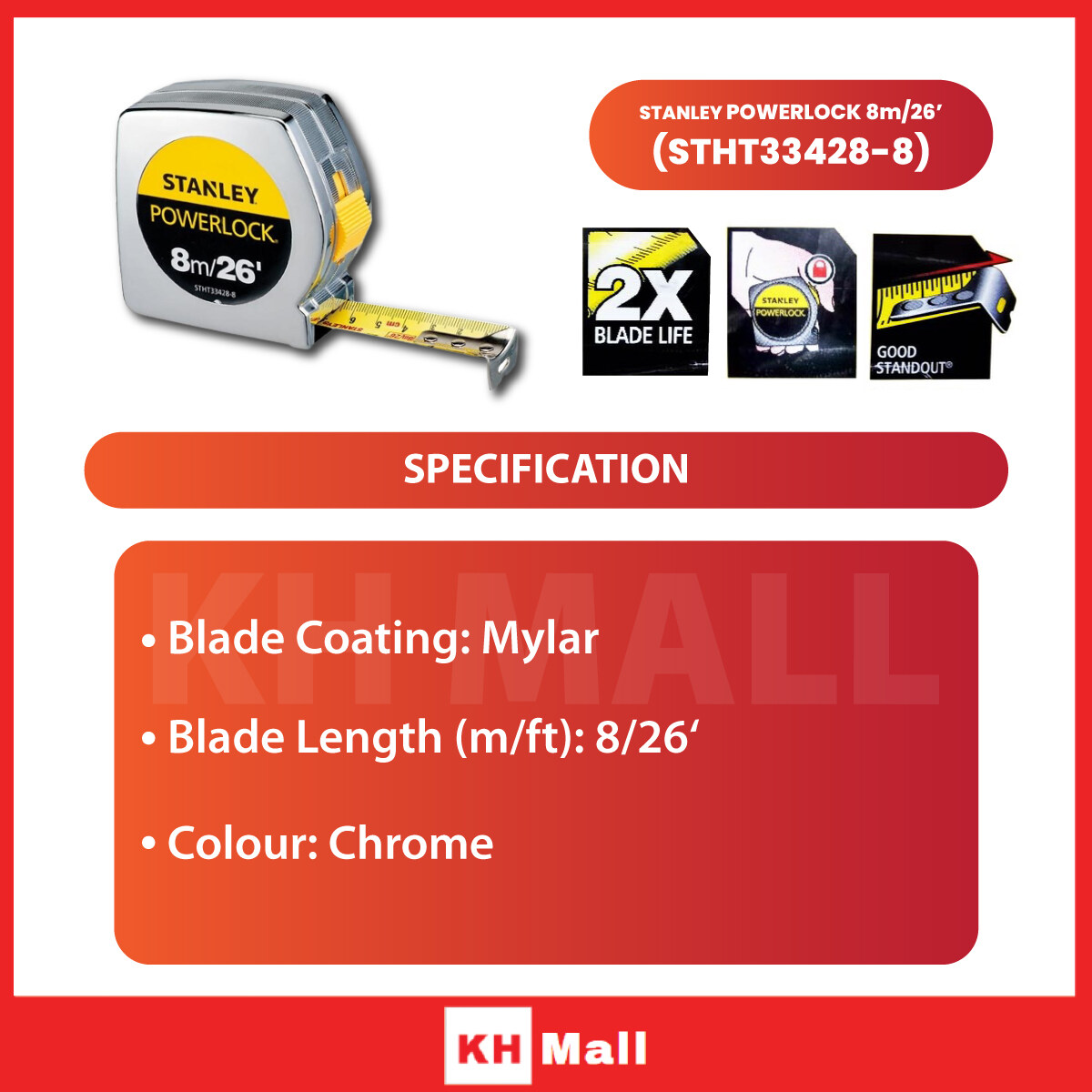 Stanley Measuring Tape 3M / 5M / 8M Tylon™ Tape Measure Rule (Measuring ...