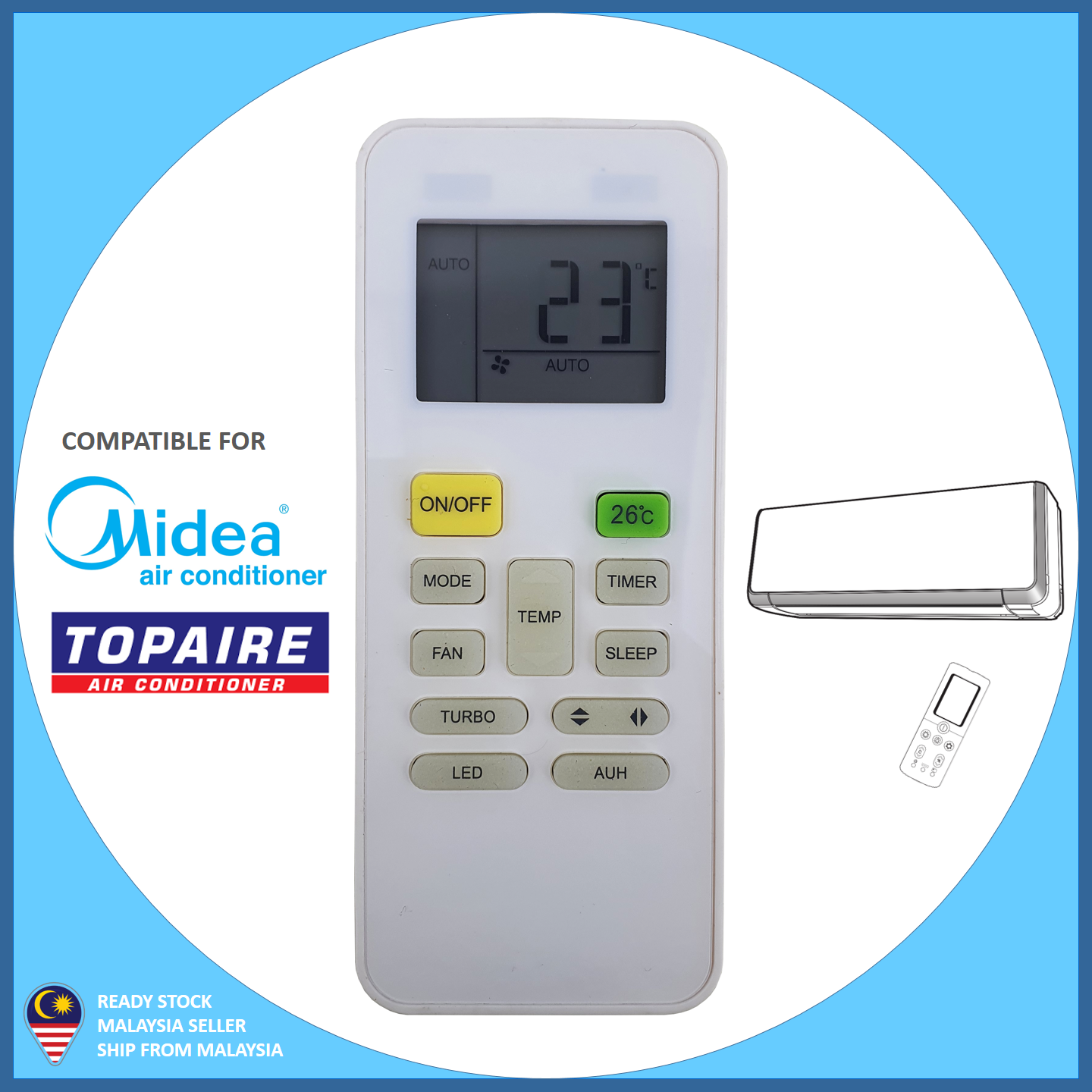 Midea / Topaire Replacement For Midea Topaire Air Cond Aircond Air ...