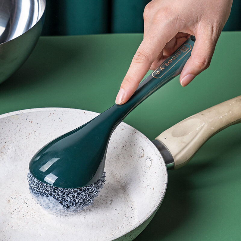 Kitchen Long-handled Pot-washing Pot Brush Dishwashing Cleaning Brush ...