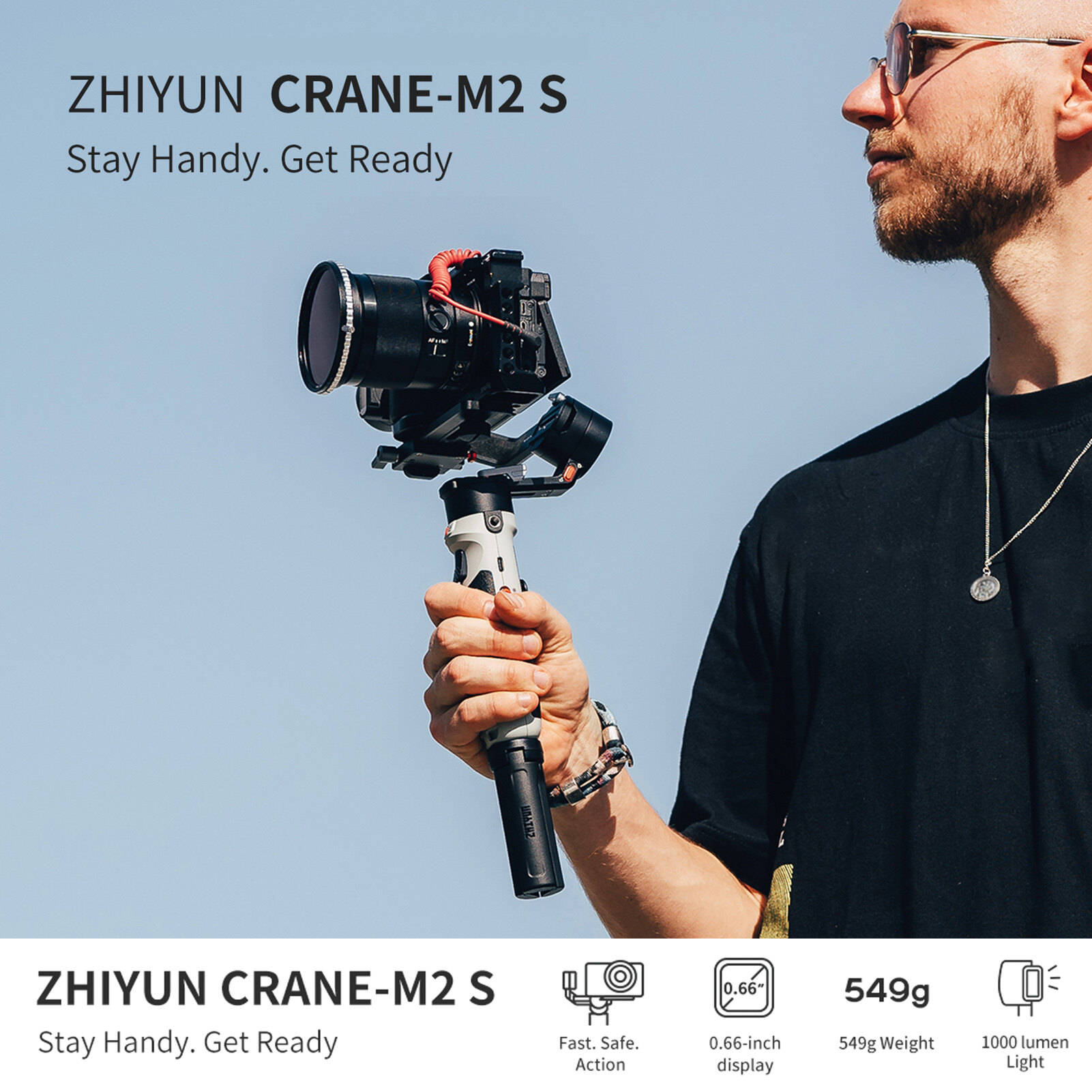 ZHIYUN CRANE-M2 S กิมบอลไม้กันสั่น3แกนขนาดกะทัดรัด,พร้อมไฟเติม LED ...