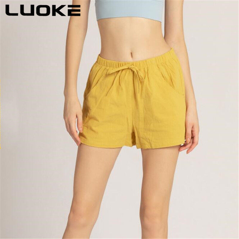 LUOKE กางเกงขาสั้นใส่เล่นกีฬาของผู้หญิง,กางเกงลำลองทรงหลวมขนาดใหญ่ผ้า ...