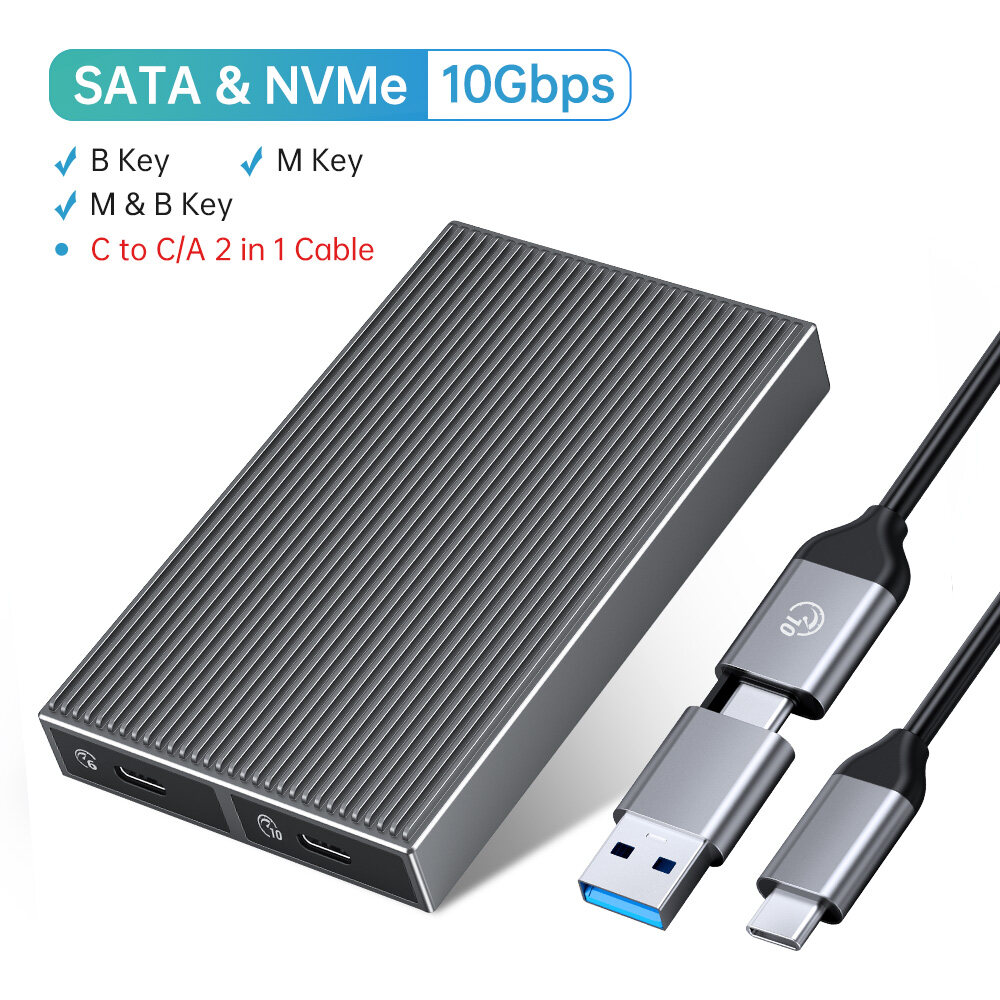 Dual Bay M2 NVMe SSD Case ORICO อลูมิเนียมทั้งหมด10Gbps สำหรับ M Key M ...