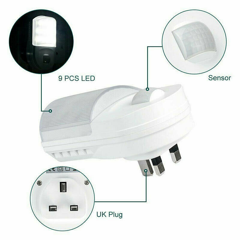 Acxel 1ชิ้น LED PIR เซนเซอร์ตรวจจับการเคลื่อนไหวไฟกลางคืนปลั๊กในร่มผนัง ...