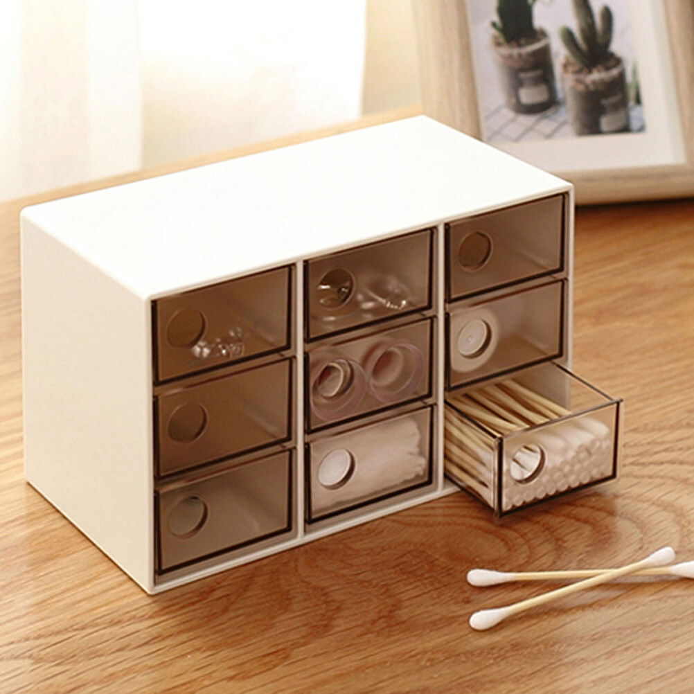 Mini 9 Grid Drawer Desk Storage Box Plastic Storage Organizer for Home ...