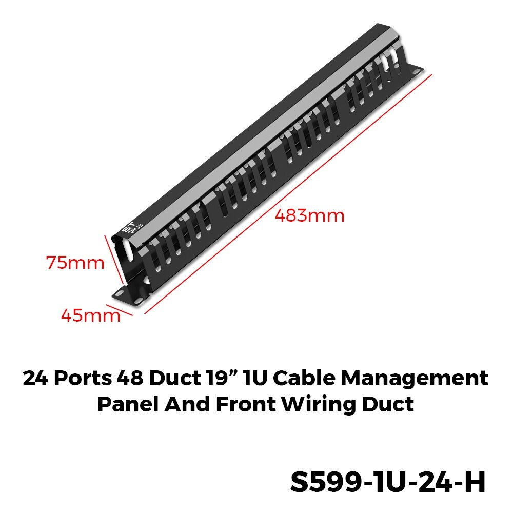 12 24 25 Ports 24 48 50 Duct 19" 1U 2U Cable Management Panel And Front ...