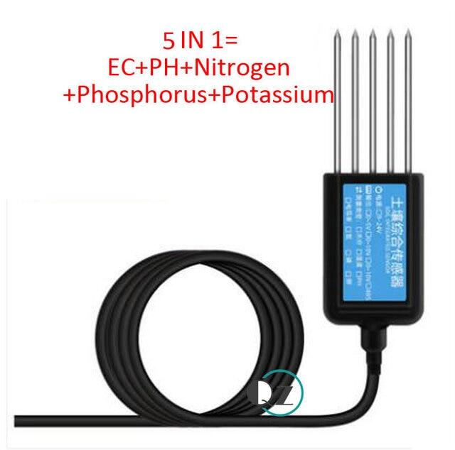 RS485 7 IN 1 Soil Integrated Transmitter Temperature Humidity EC Npk Ph ...