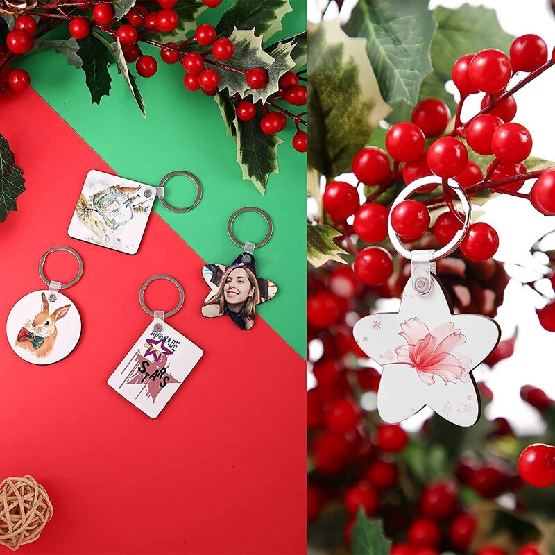 40 Pieces Sublimation Blank Keychains Key Chain Rings for DIY Thermal ...