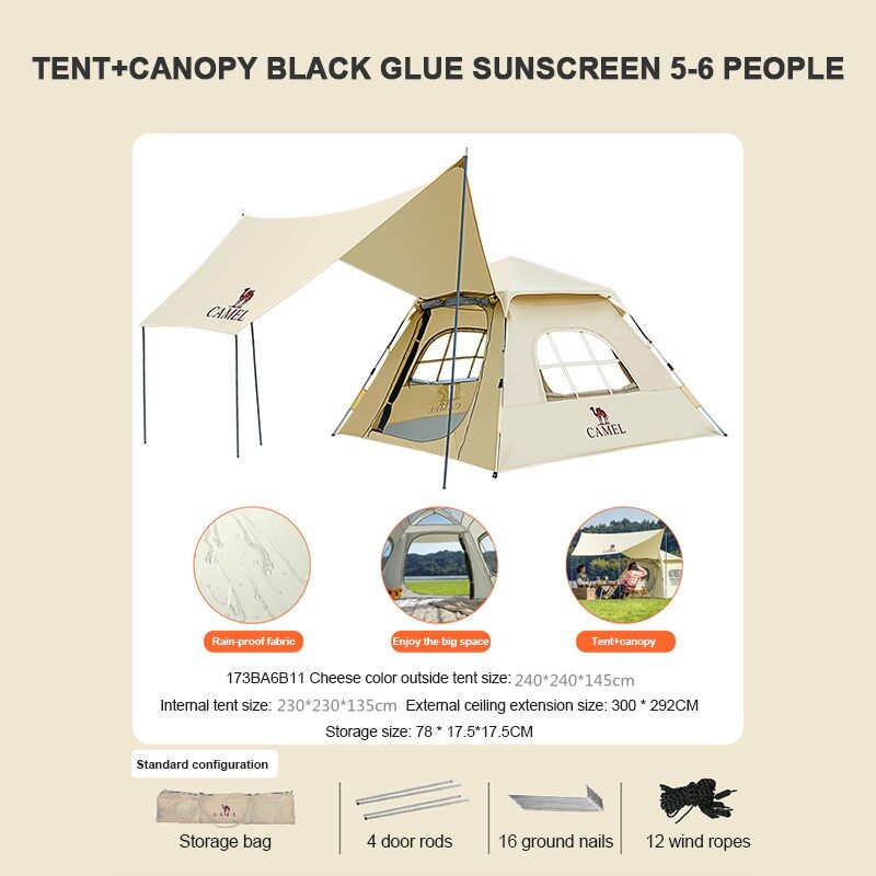 CAMELCROWN Automatic Vinyl Tent With Detachable Canopy Waterproof ...