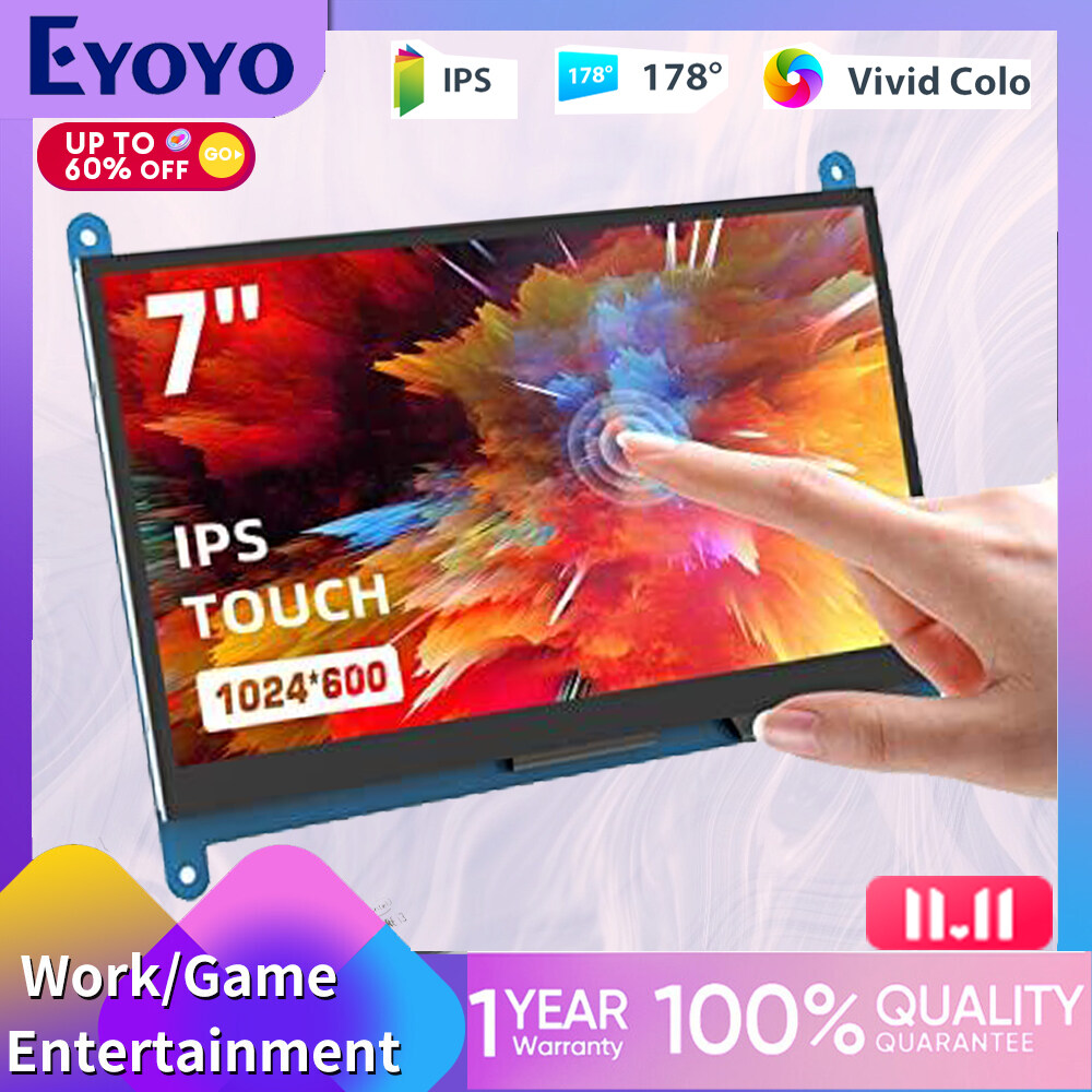 Eyoyo 7 inch Monitor, 7" IPS Panel 1024x600 5-Points Capacitive ...