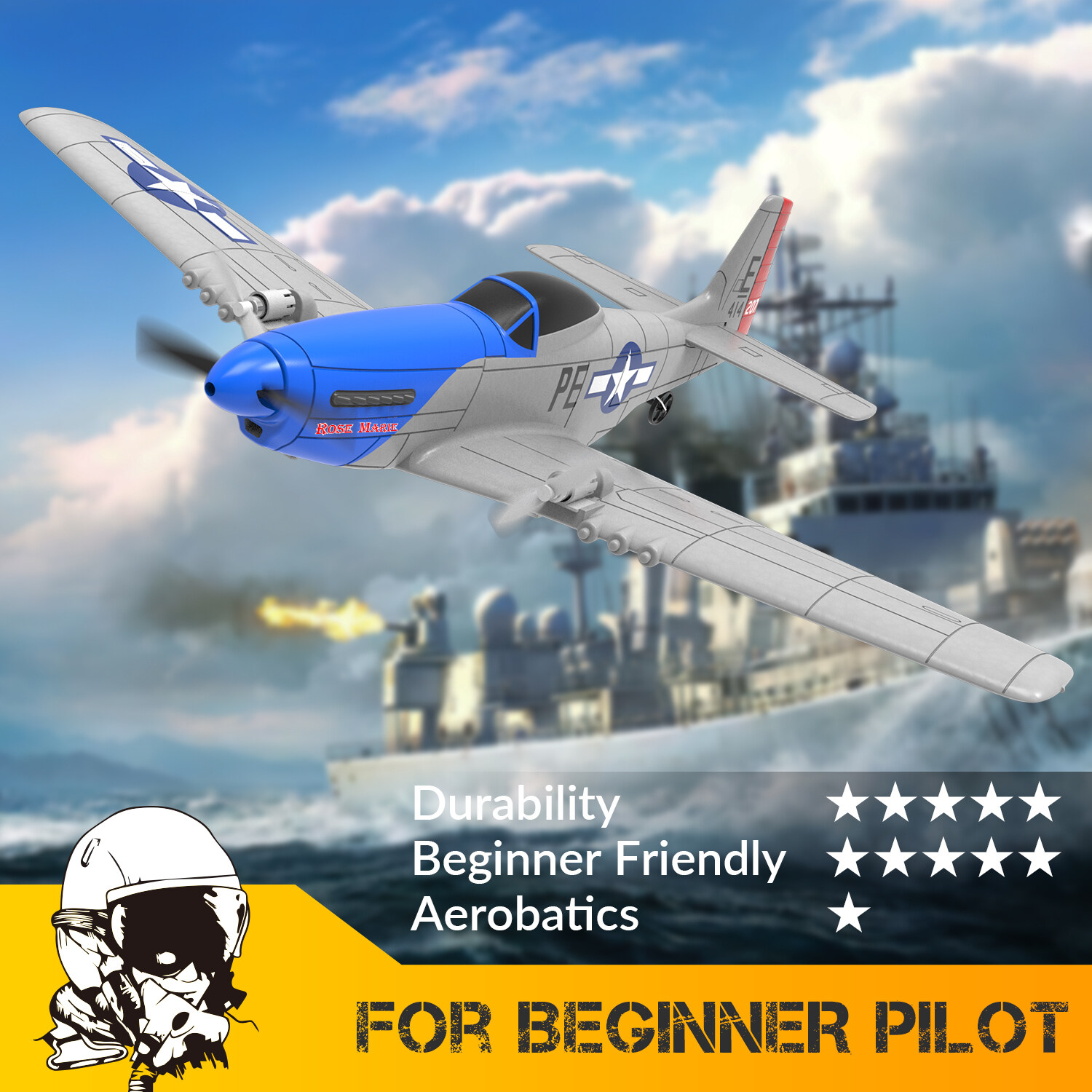 VOLANTEXRC RC Plane 2.4Ghz 2CH RC Airplane P51 Mustang 400mm Wingspan ... VOLANTEXRC RC Plane 2.4Ghz 2CH RC Airplane P51 Mustang 400mm Wingspan ...