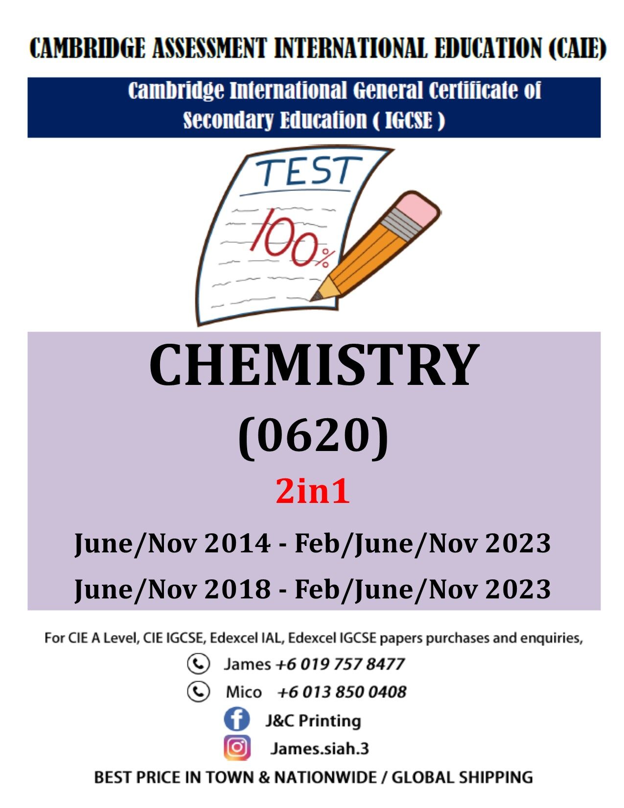 Cambridge Igcse CHEMISTRY (0620) 2IN1 VERSION(PAPER 2,4,6)EXTENDED PAST ...