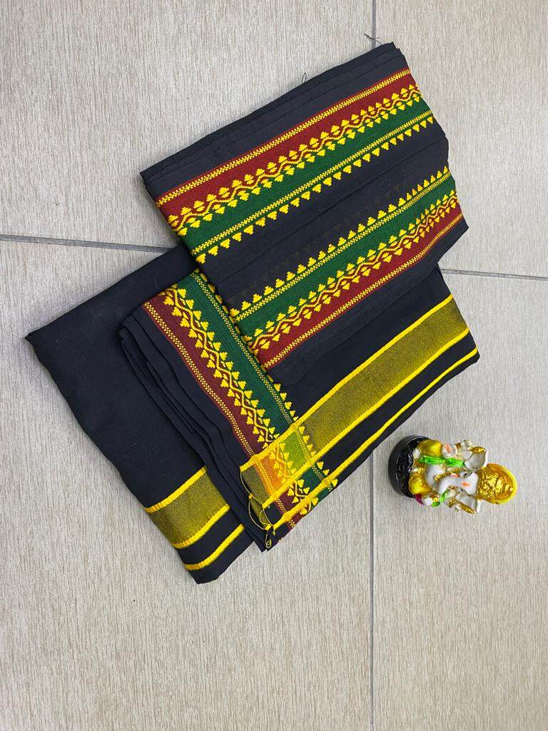 Cotton Veshti 4 x 4 Men's Black Dhoti/Vesti with Thundu Traditional ...