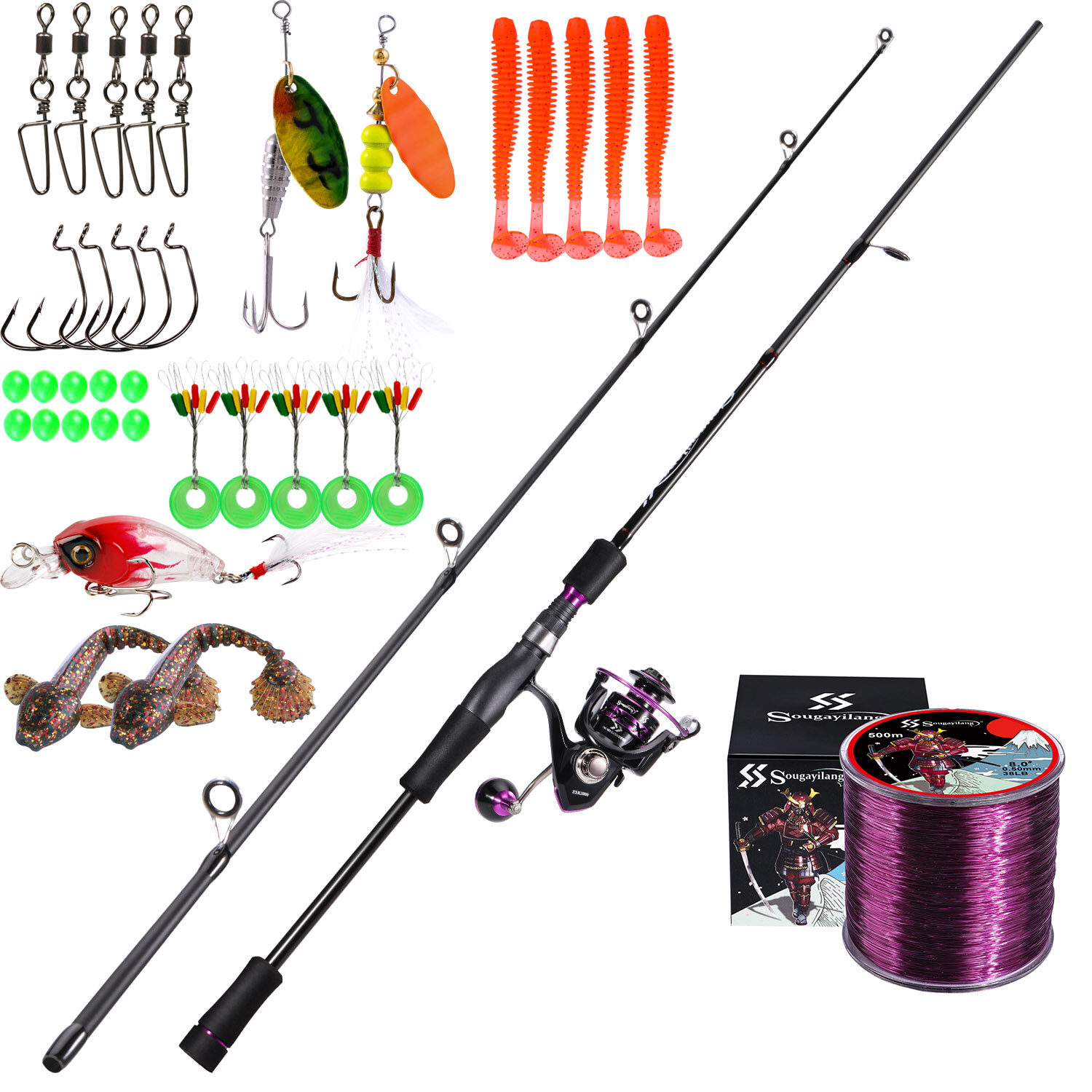 Sougayilang Fishing Rod Full Set 1.8M/2.1M Carbon Fiber Fishing Rod And ...