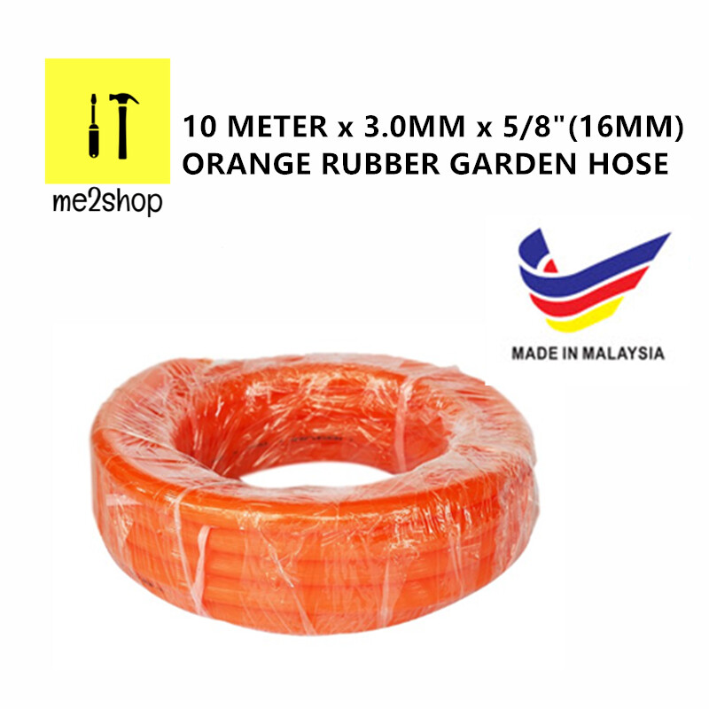 10 METER x 3.0MM x 5/8"(16MM) ORANGE RUBBER GARDEN HOSE / GETAH PAIP ...