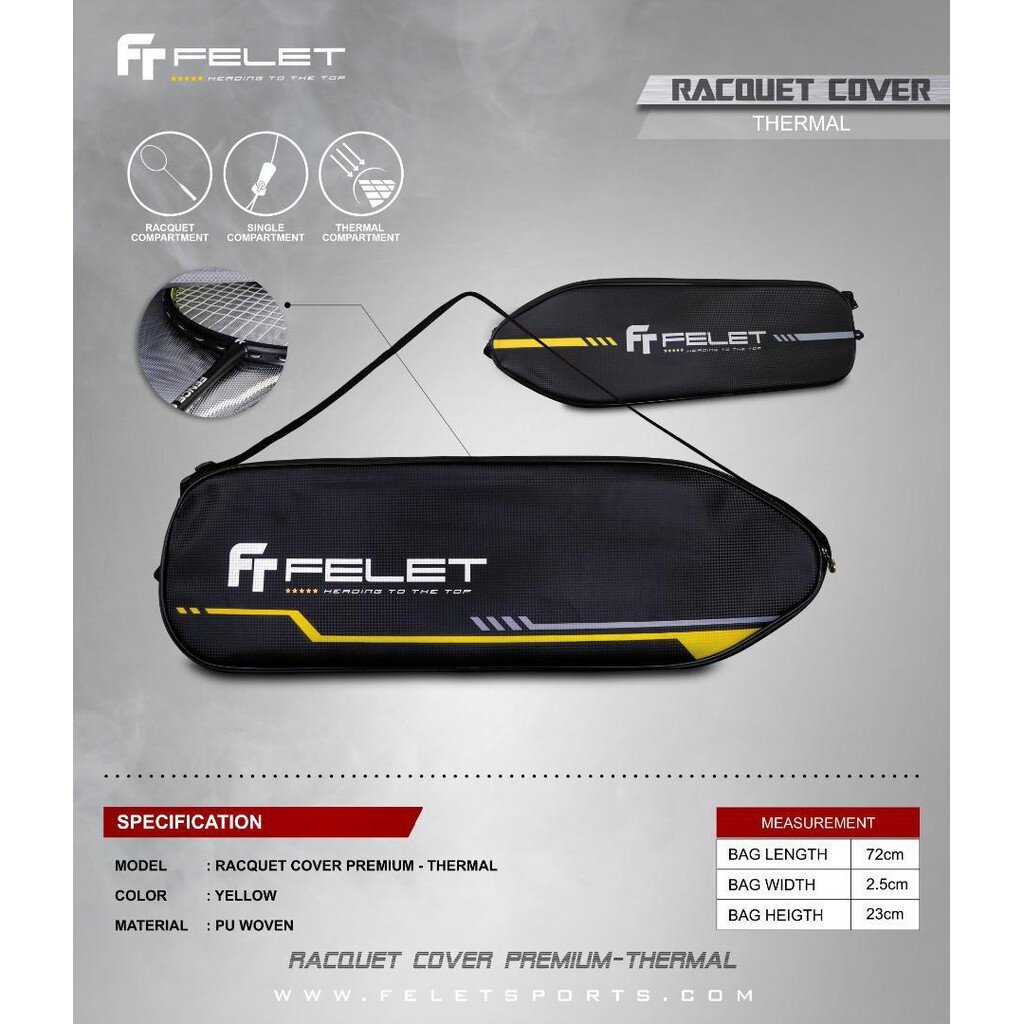 Felet Fleet Premium Racquet Cover Bag Racket Cover & FT 1.0 Fabric Bag ...