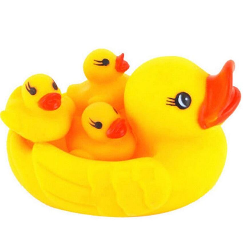 4PCS Yellow Rubber Duck Water Floating Children Water Toys Squeeze ...