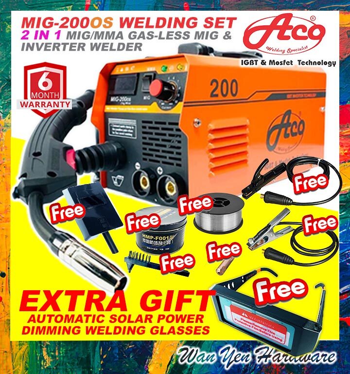 🔥ACO MIG200-OS / MIG-250B - 2 in 1 Gas-less MIG Welding Machine / MMA ...