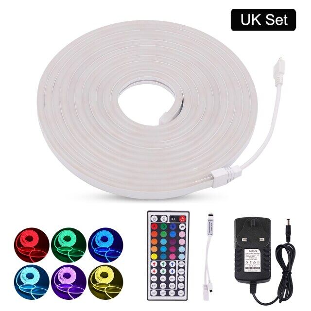 LED Neon Strip Light Remote Control 12V RGB Silicone Cuttable LED Strip ...