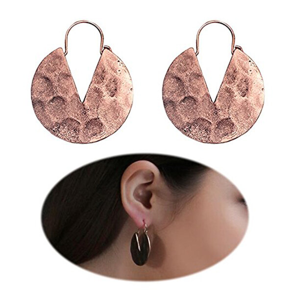 Simple Geometric Drop Earrings Retro Round Dangles Hoops Women Unique ...