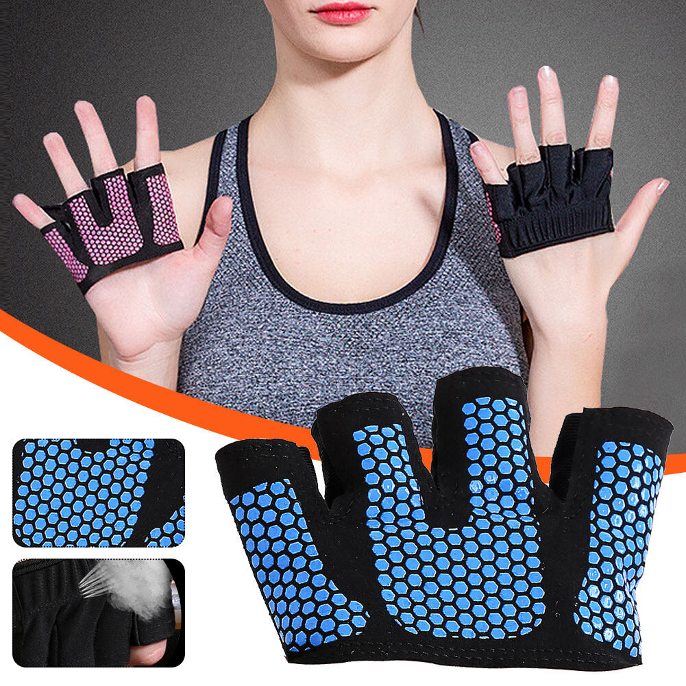 Hittime 1คู่แบบมืออาชีพยิมฟิตเนสครึ่งถุงมือแบบเปิดครึ่งนิ้ว Non-Slip ยกน้ำหนักการออกกำลังกายถุง ...