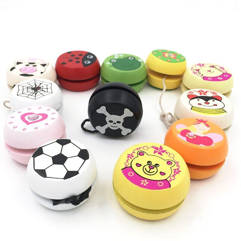 3Pcs/lot 5cm wooden cartoon pattern yo-yo creative building blocks ...