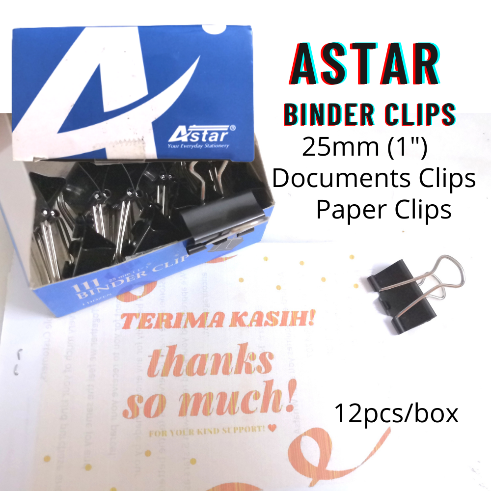 Astar No.111 Binder Clip / Paper Clip/ Documents Clips 25mm / Metal ...