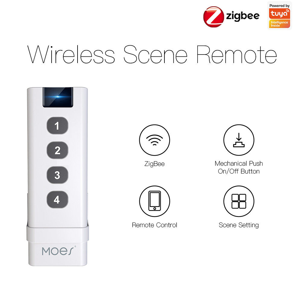 Moes Smart ZigBee Scene Switch 4 Gang Remote Hand-held Zigbee Hub ...