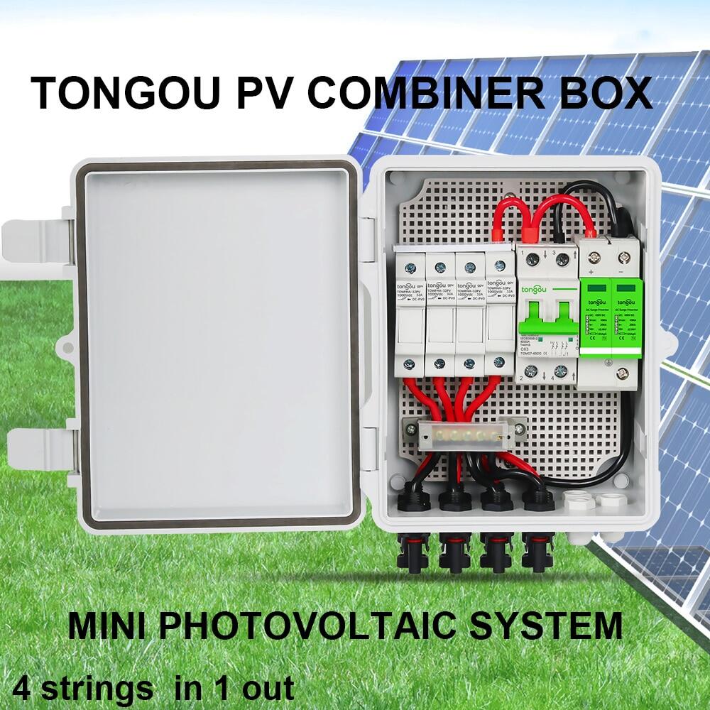 Solar PV Combiner Box With Lightning Protection 15A 4Strings 1000V For ...