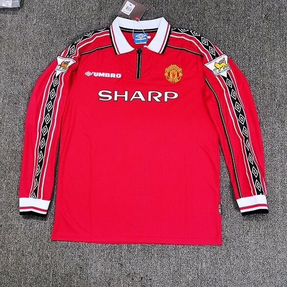 9899 Manch United Home เสื้อฟุตบอลแบบย้อนยุค Beckham เสื้อแขนสั้นผู้ชาย ...