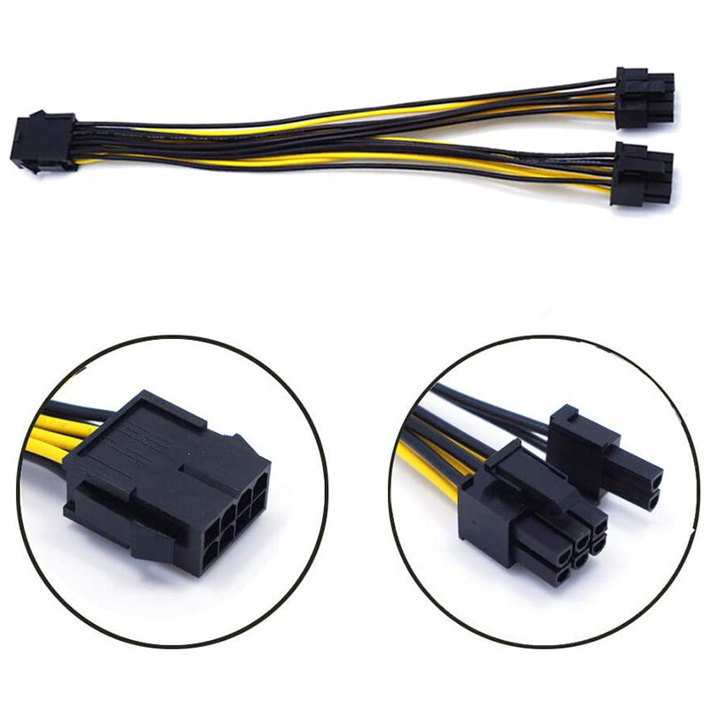 PCIe 8 Pin to 2 x 8 Pin (6+2) PCI Express Adapter Power Cable PCIE Y ...