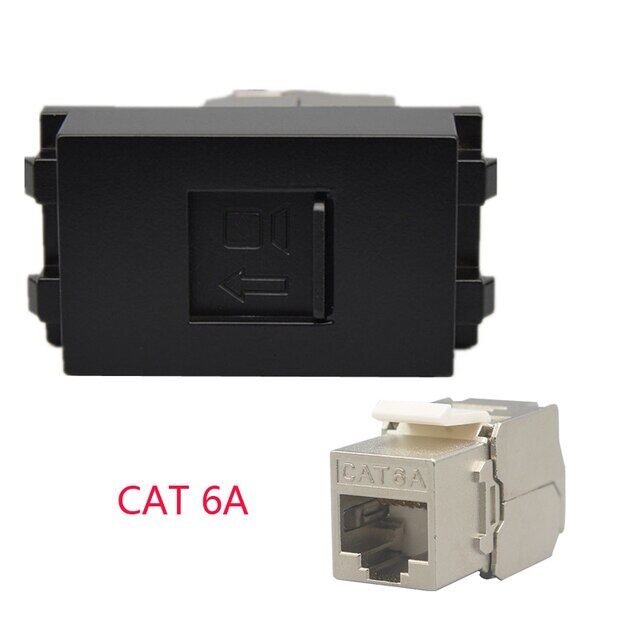 Black Color Cat7 Cat6a Rj45 Lan Module Slot 23x36mm Socket For 10gb ...