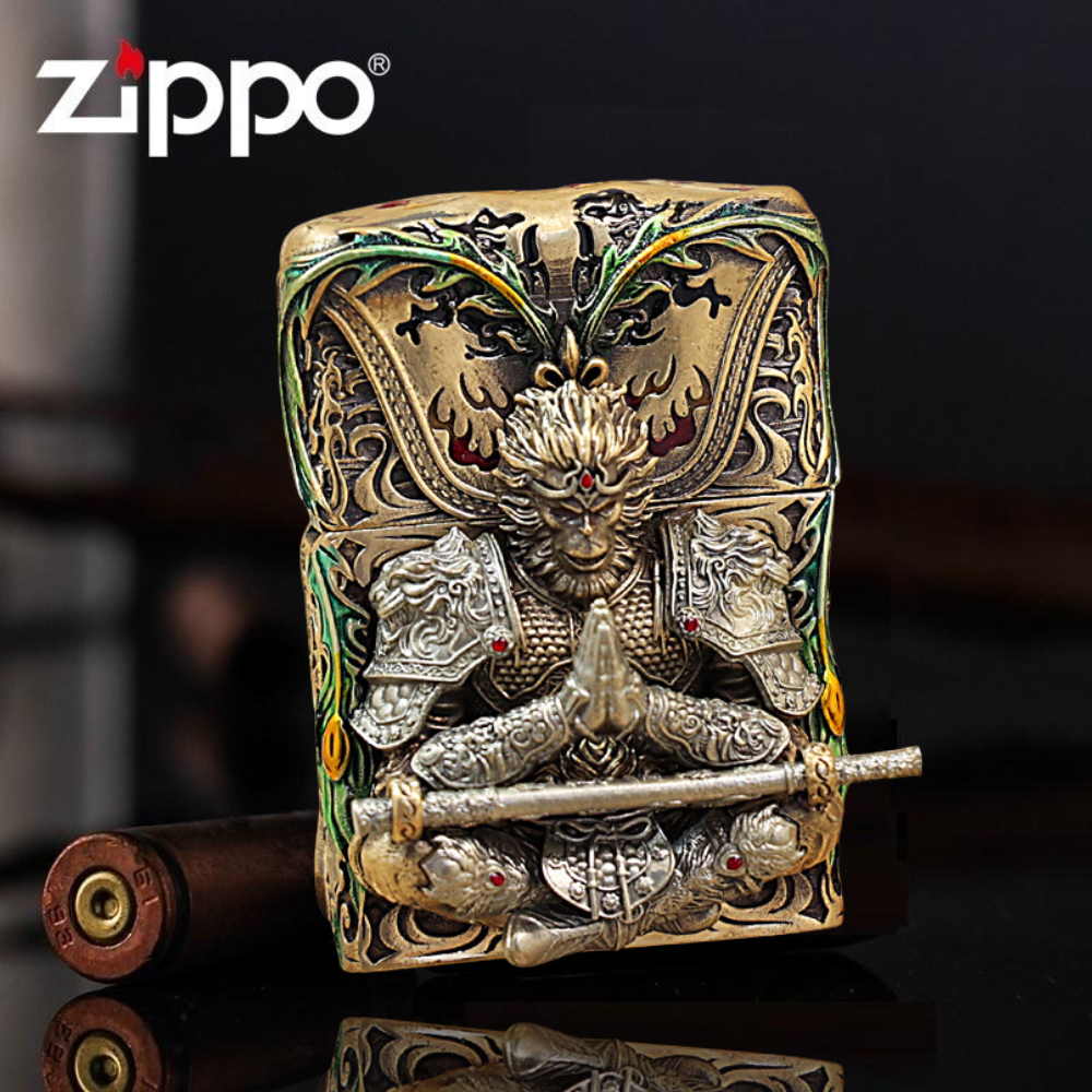 Bronze Luminious Jacket Fighting Buddha Zippo Lighter With Zippo ...