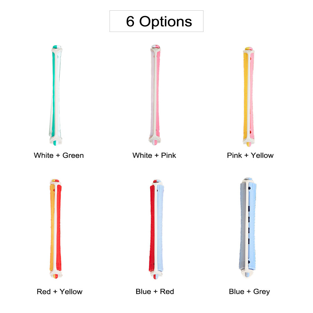 12 Pieces Perm Rods with Perm Rod Bands Cold Wave Rods Assorted Sizes ...