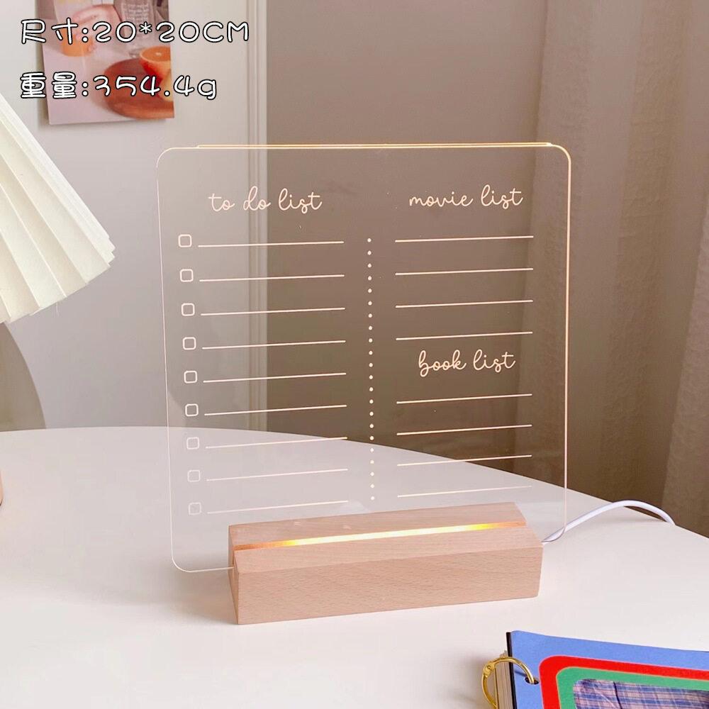 [READY STOCK] ACRYLIC TRANSPARENT LED MEMO BOARD 桌面透明发光记事板 | Lazada