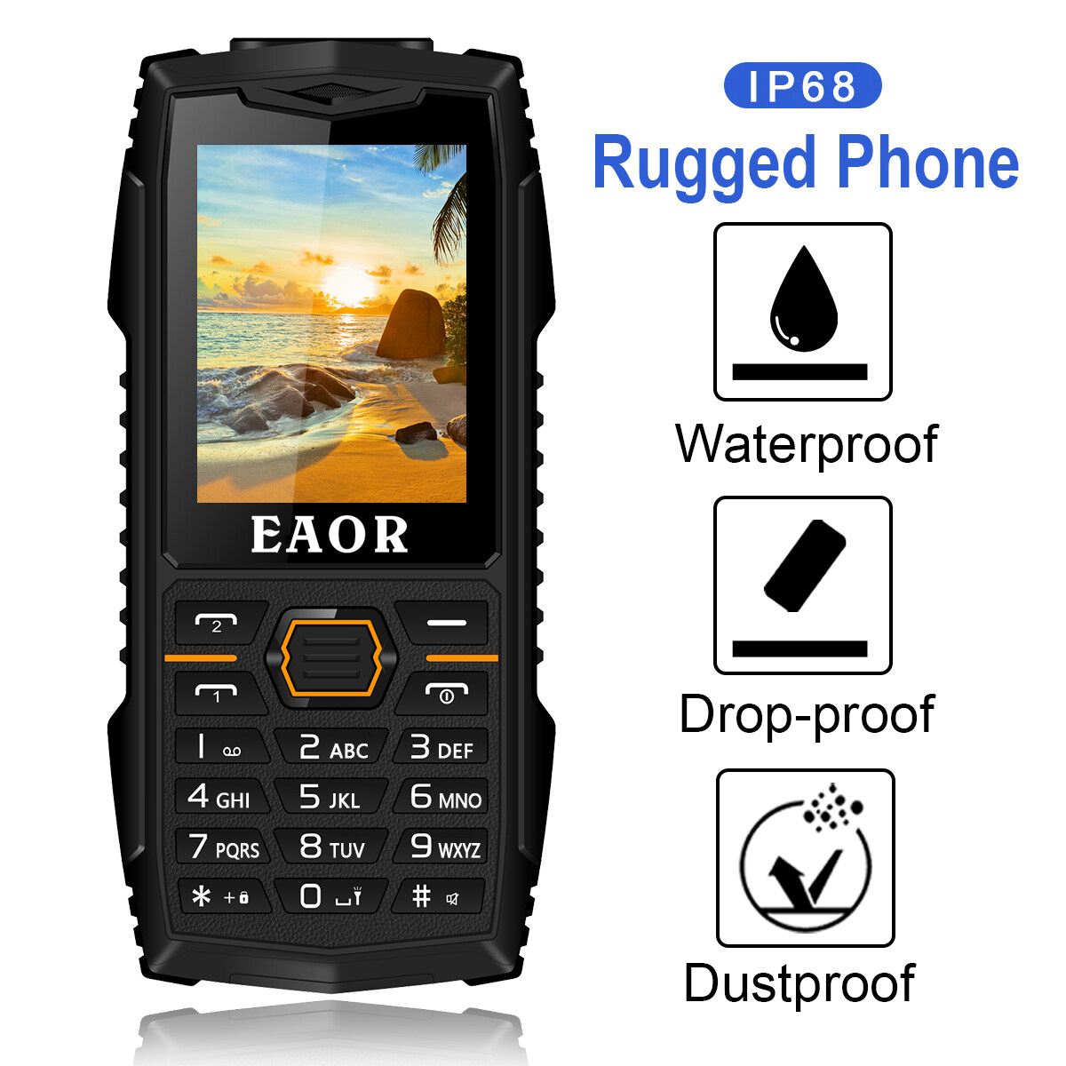 Original 2G Rugged Phone IP68 Waterproof Keypad Phone Dual SIM Feature ...