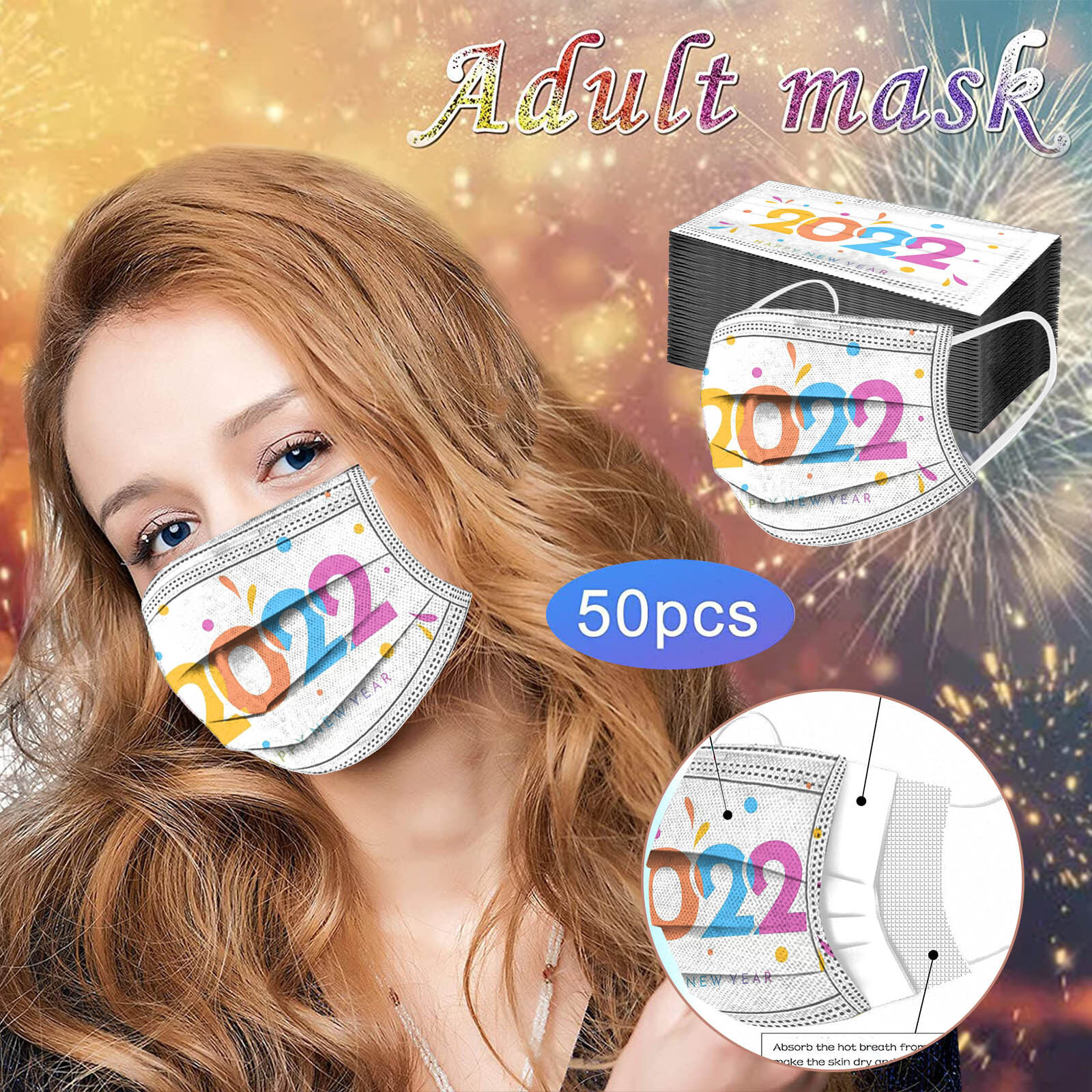 【Ready Stock】TWEW 2022 New Year Disposable Facial-Mask Scarfs 50 Pack 3 ...