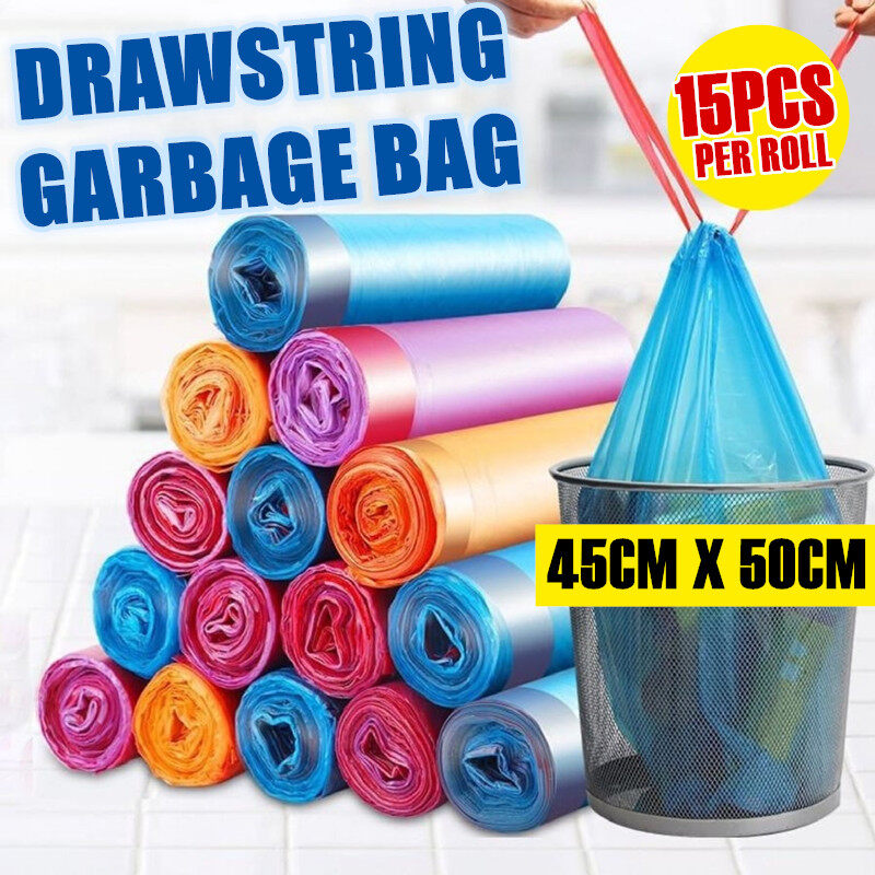 Automatic Closing Tie On Garbage Bags With Rope Easy Pull 45cmx50cm ...