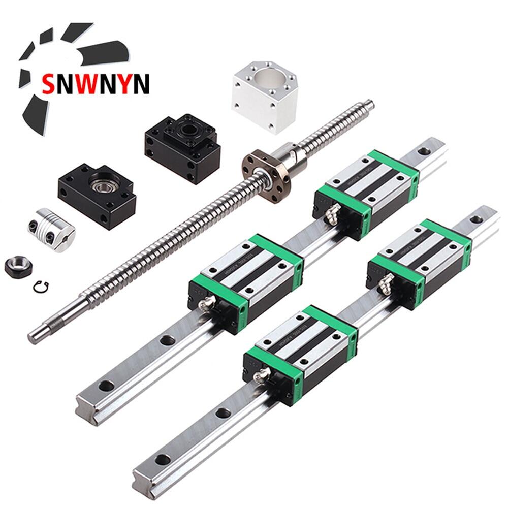 2PC HGR20 Linear Square Rail + 4PC HGH20CA สไลด์ Carriage + 1PC SFU1605 ...