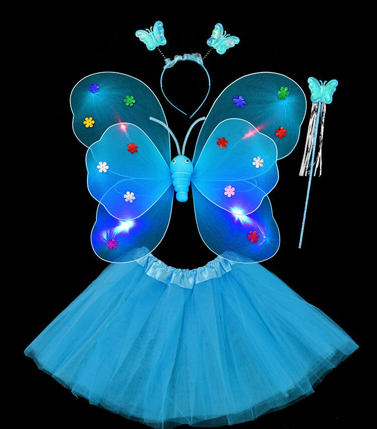 BYS 4pcs Kid Girl LED Butterfly Costume Fairy Princess Wing Wand ...