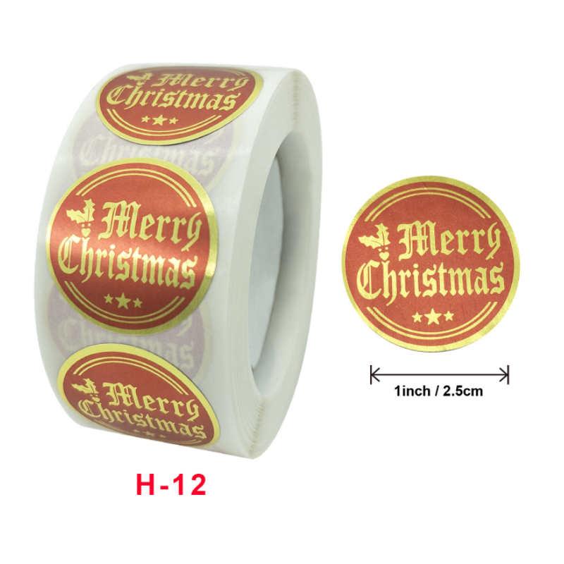 500 stickers per roll Merry Christmas Sticker Gift Package Decoration ...