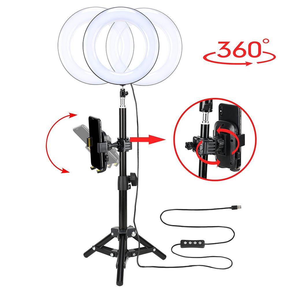 8 Inch Desktop LED Ring Light 3 Lighting Modes Dimmable USB Powered ...
