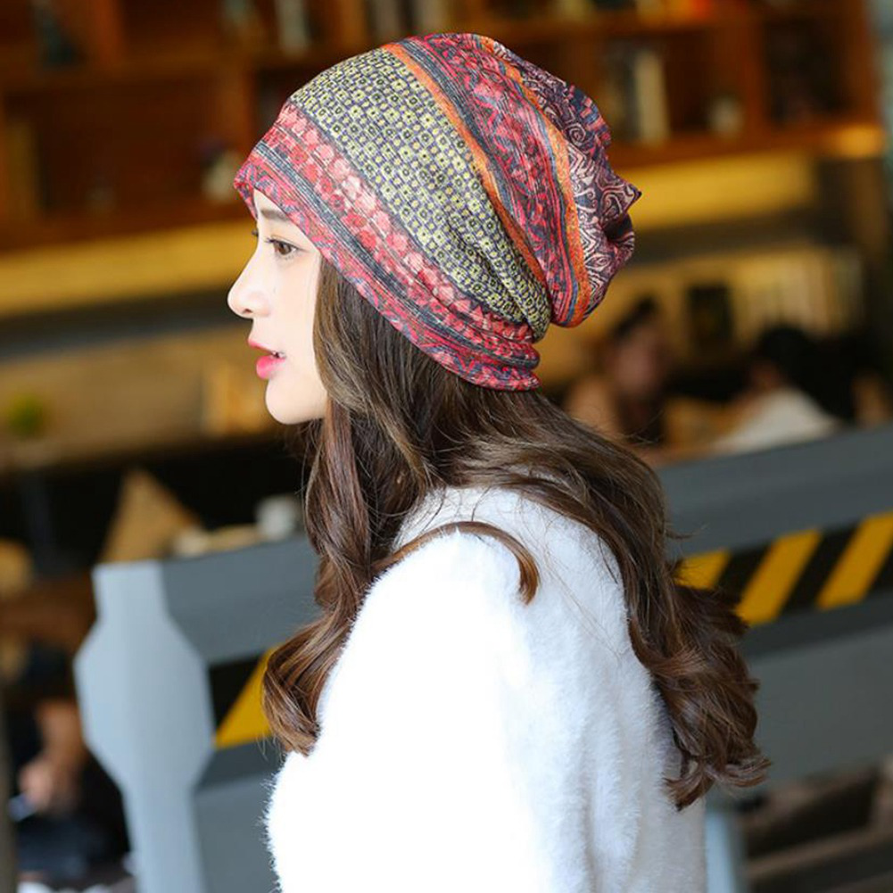 Multi-use Chic Women's Boho Retro Hat Beanie Scarf Collar Turban Head ...