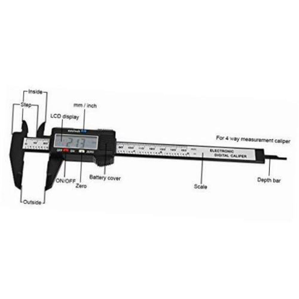 6Inche 150mm LCD Digital Vernier Caliper Micrometer Measure Tool Gauge ...