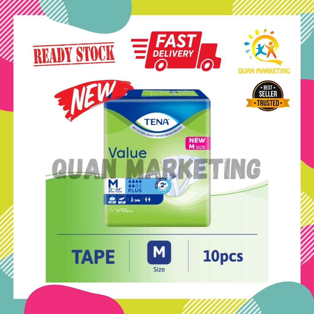 TENA Tape Adult Diapers Value M10/L8/XL8 - 8 Packs / One Carton Deal / Fast Delivery | Lazada